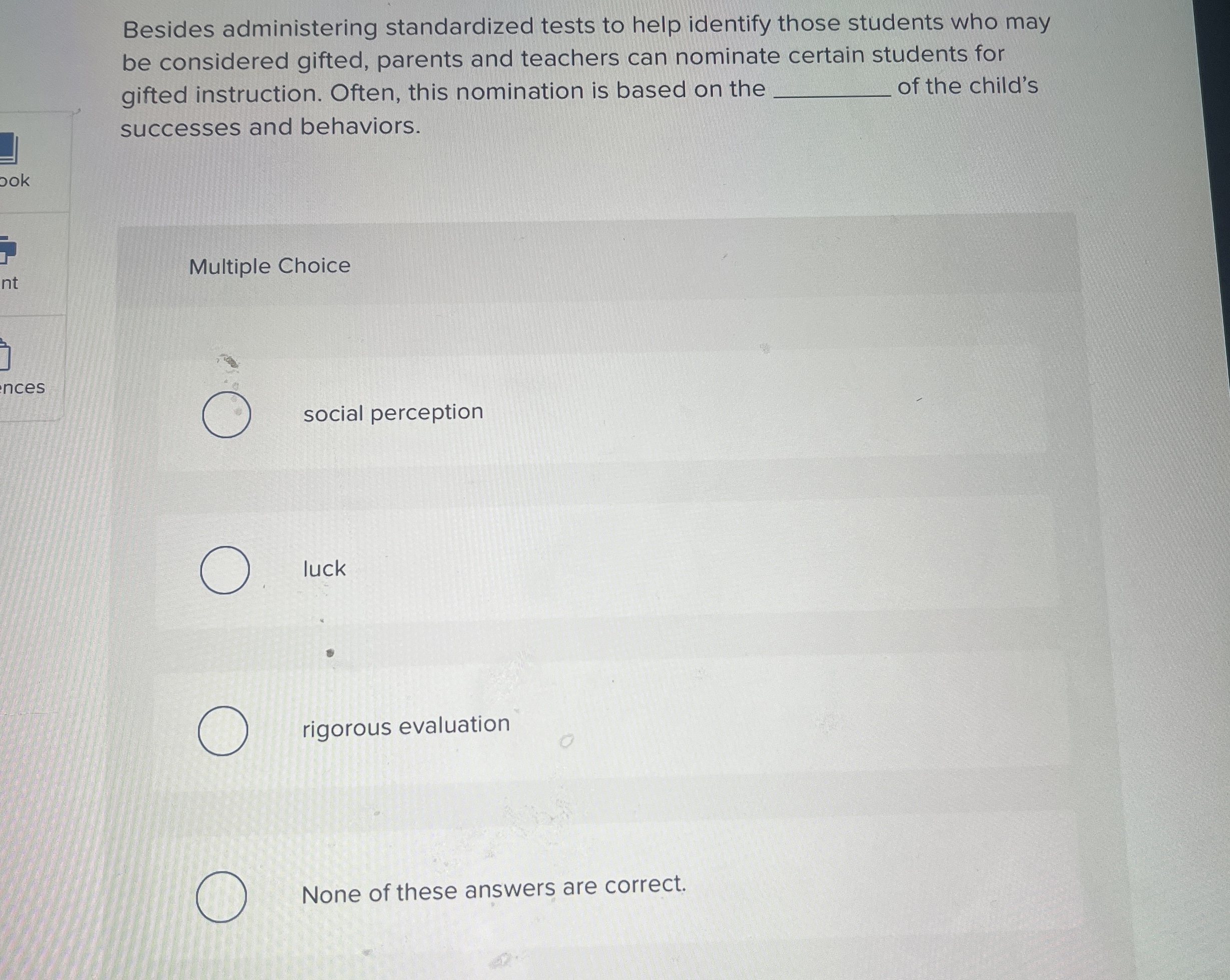 Solved Besides administering standardized tests to help | Chegg.com