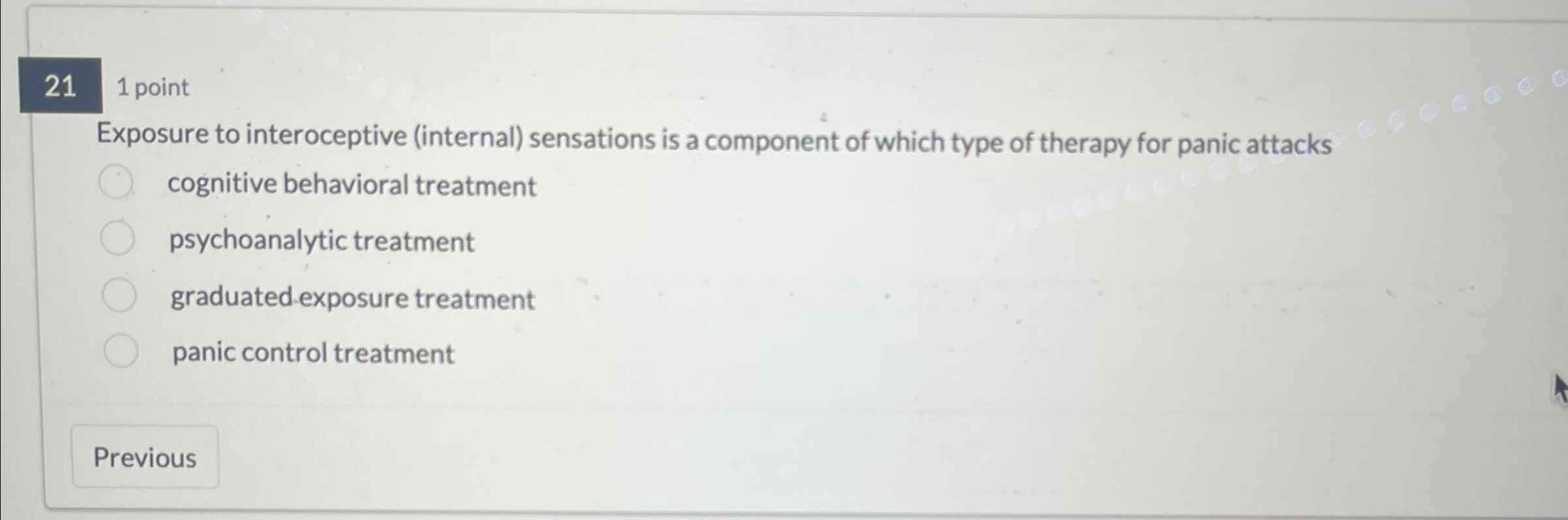 Solved 211 ﻿pointExposure to interoceptive (internal) | Chegg.com