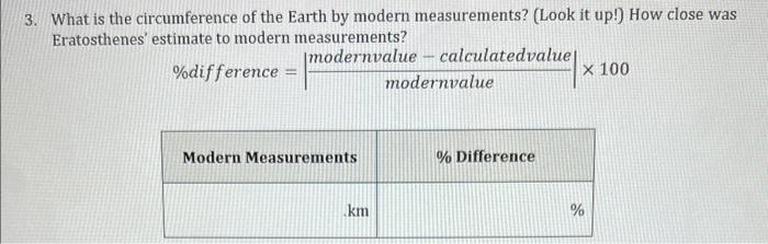 Solved 3. What is the circumference of the Earth by modern | Chegg.com