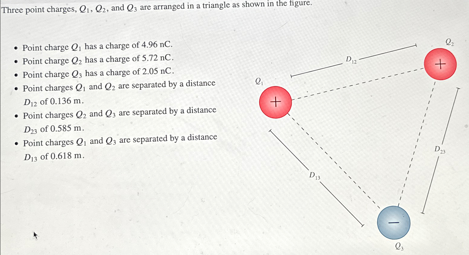 Solved Three point charges, Q1,Q2, ﻿and Q3 ﻿are arranged in | Chegg.com