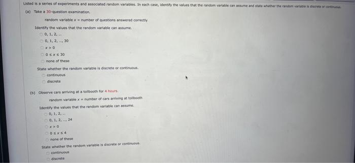 Solved (a) Take a 30-question examination. random variable x | Chegg.com