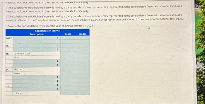 Solved Inferring consolidation entries from consolidated | Chegg.com