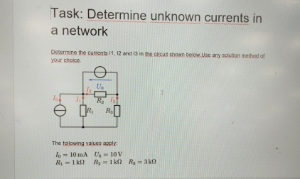 Solved Task: Determine unknown currents in a | Chegg.com
