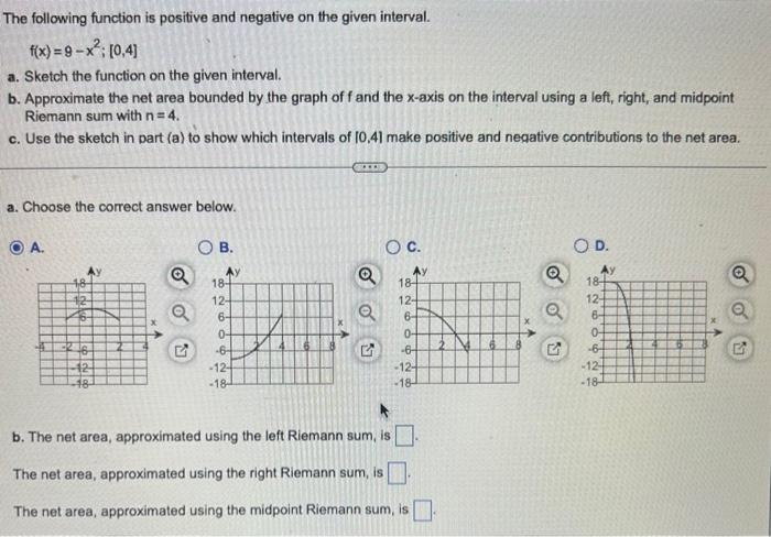 Solved The following function is positive and negative on | Chegg.com