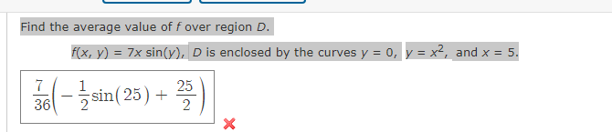 Solved Find the average value of f over region D.f(x, | Chegg.com