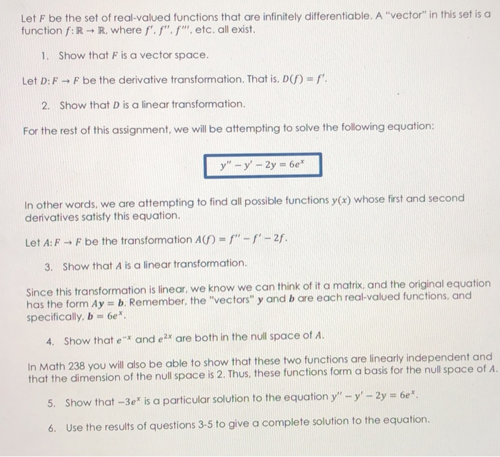 Solved Let F be the set of real-valued functions that are | Chegg.com
