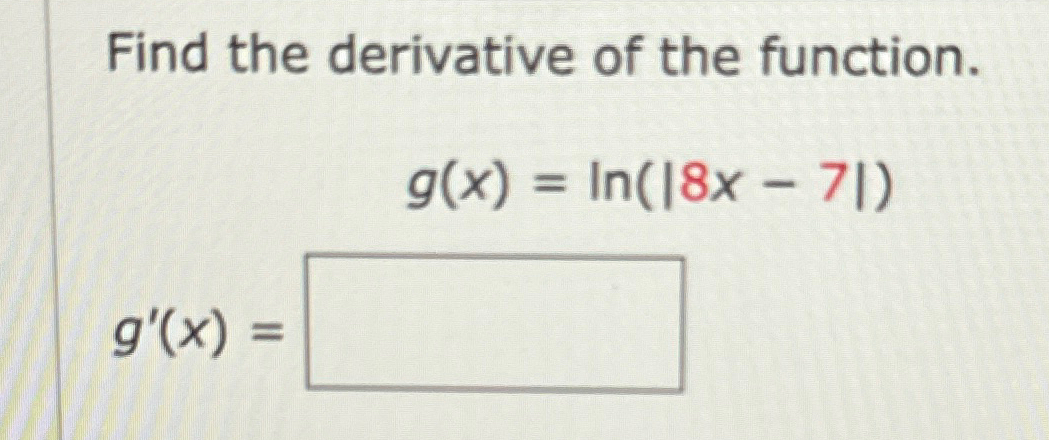 Solved Find the derivative of the | Chegg.com