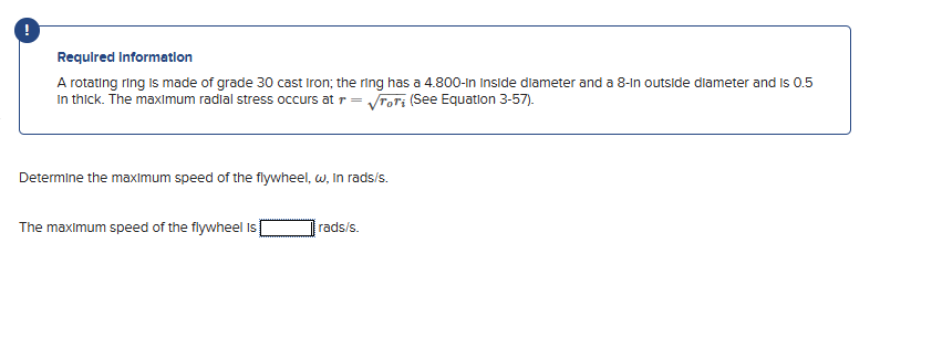 Solved a rotating ring is ﻿made of ﻿grade 30 ﻿cast iron; the | Chegg.com