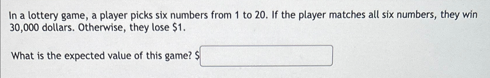 Solved In a lottery game, a player picks six numbers from 1 | Chegg.com