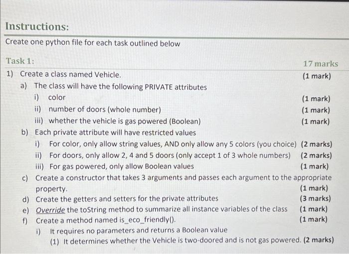 Solved Instructions: Create one python file for each task | Chegg.com