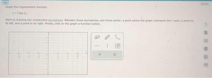 Solved Graph the trigonomutric function. y=2tan2x Start by | Chegg.com