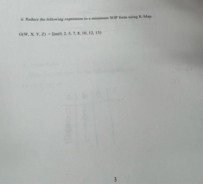 Solved ii. Reduce the following expression to a minimum SOP | Chegg.com