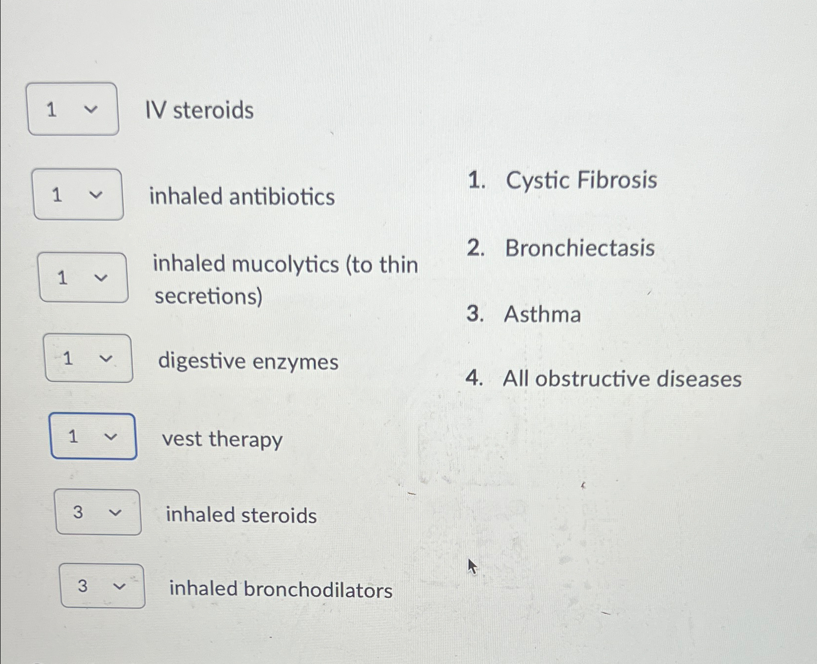 IV steroidsinhaled antibioticsCystic Fibrosisinhaled | Chegg.com