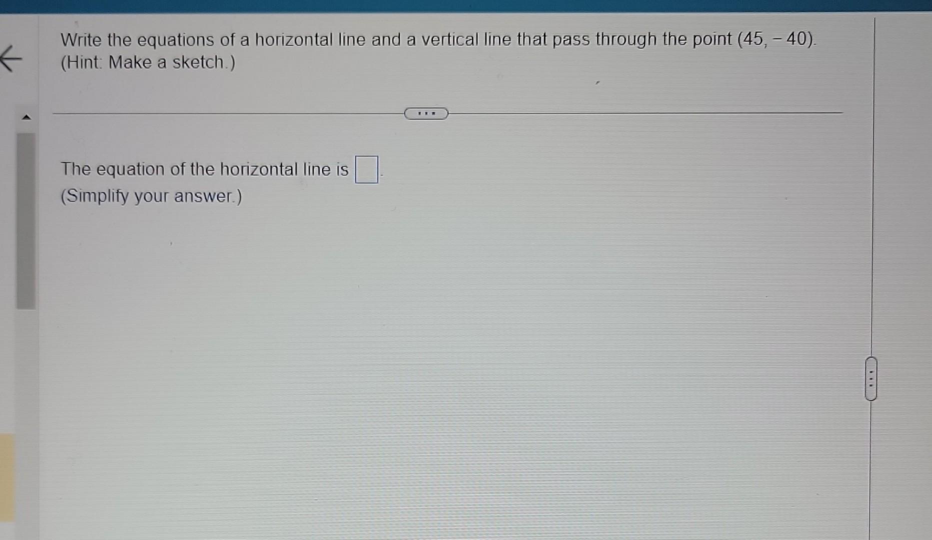Solved Write the equations of a horizontal line and a | Chegg.com