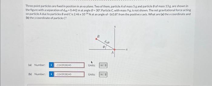 Solved Three point particles are fixed in position in an xy | Chegg.com