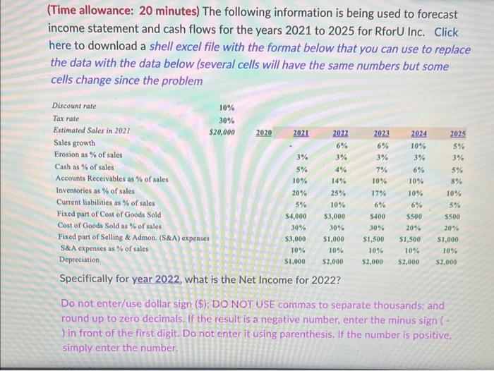 Solved (Time allowance: 20 minutes) The following | Chegg.com