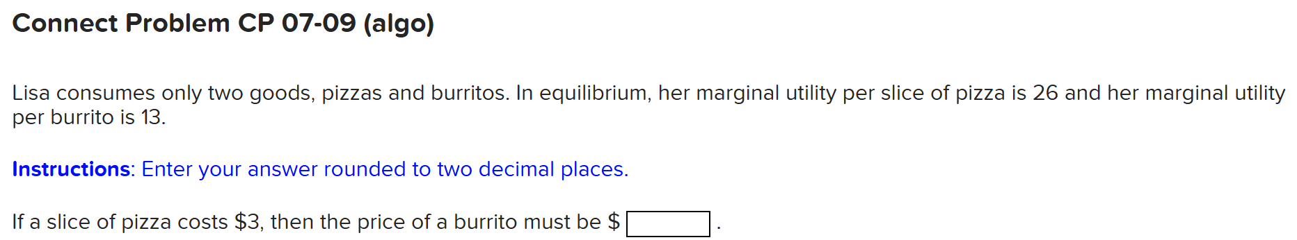 Solved Connect Problem CP 07-09 (algo)Lisa consumes only two | Chegg.com