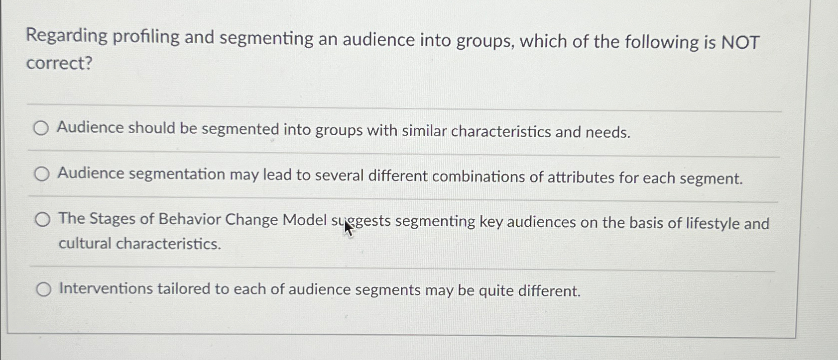 Solved Regarding Profiling And Segmenting An Audience Into