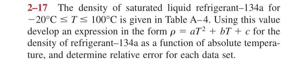 Solved 2-17 ﻿The density of saturated liquid | Chegg.com