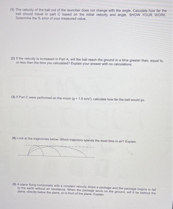 Part A: Launching a Projectile Horizontally (1) | Chegg.com