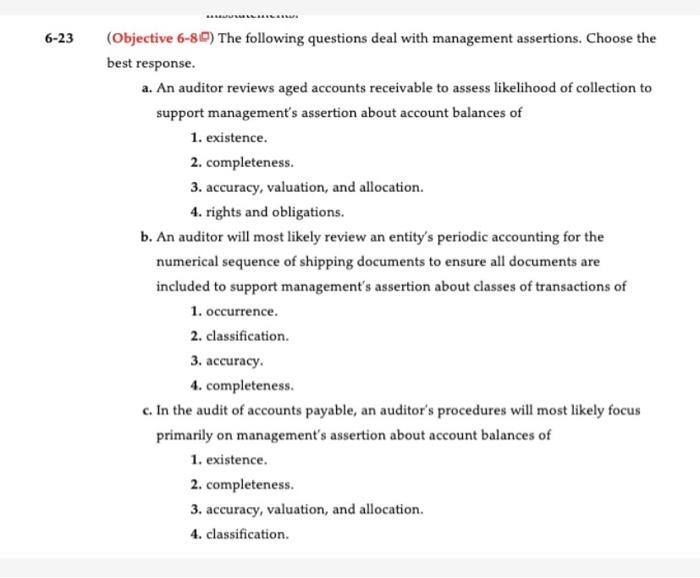 Solved 6-23 (Objective 6-80) The following questions deal | Chegg.com