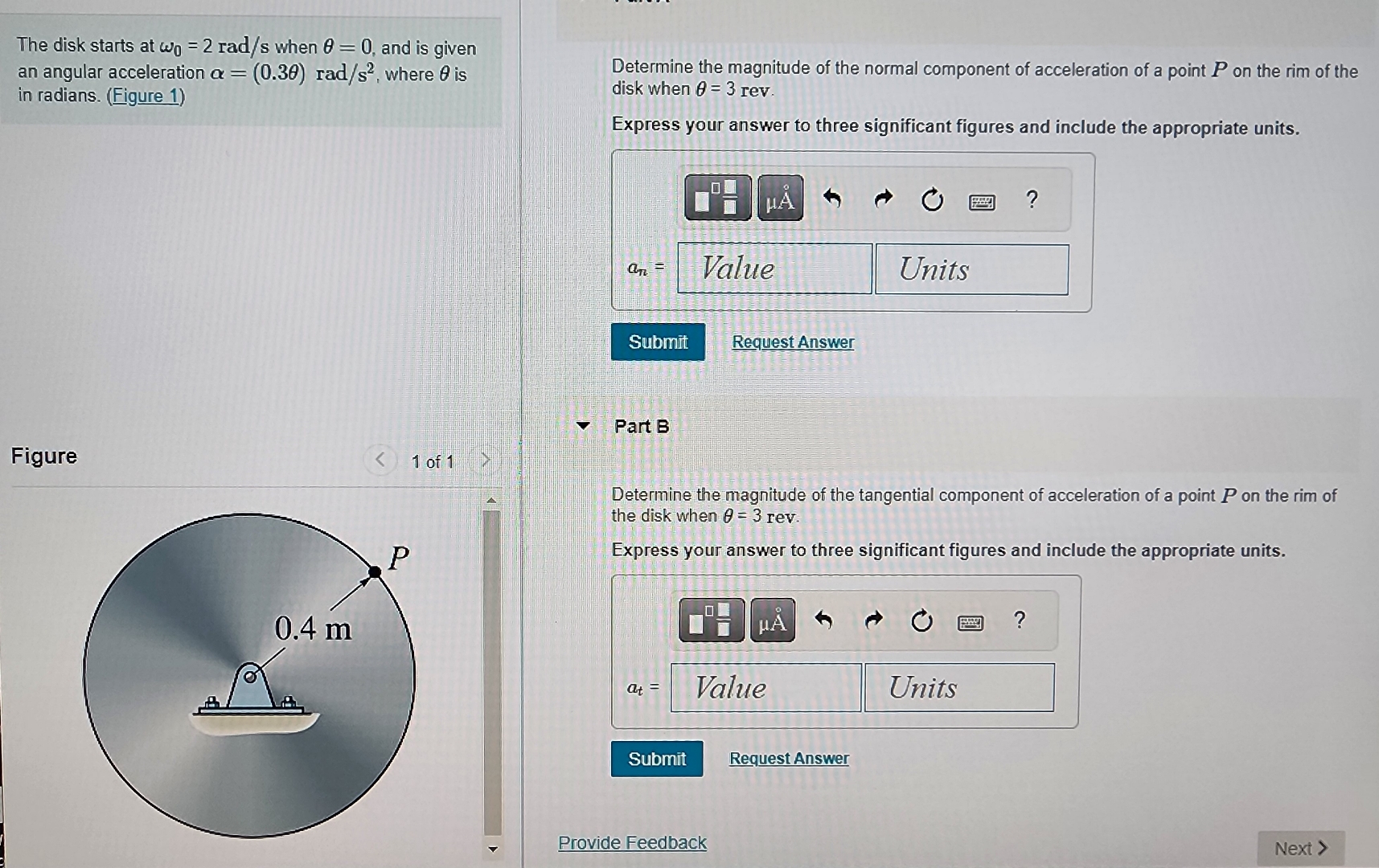 Solved The disk starts at ω0=2rads ﻿when θ=0, ﻿and is given | Chegg.com