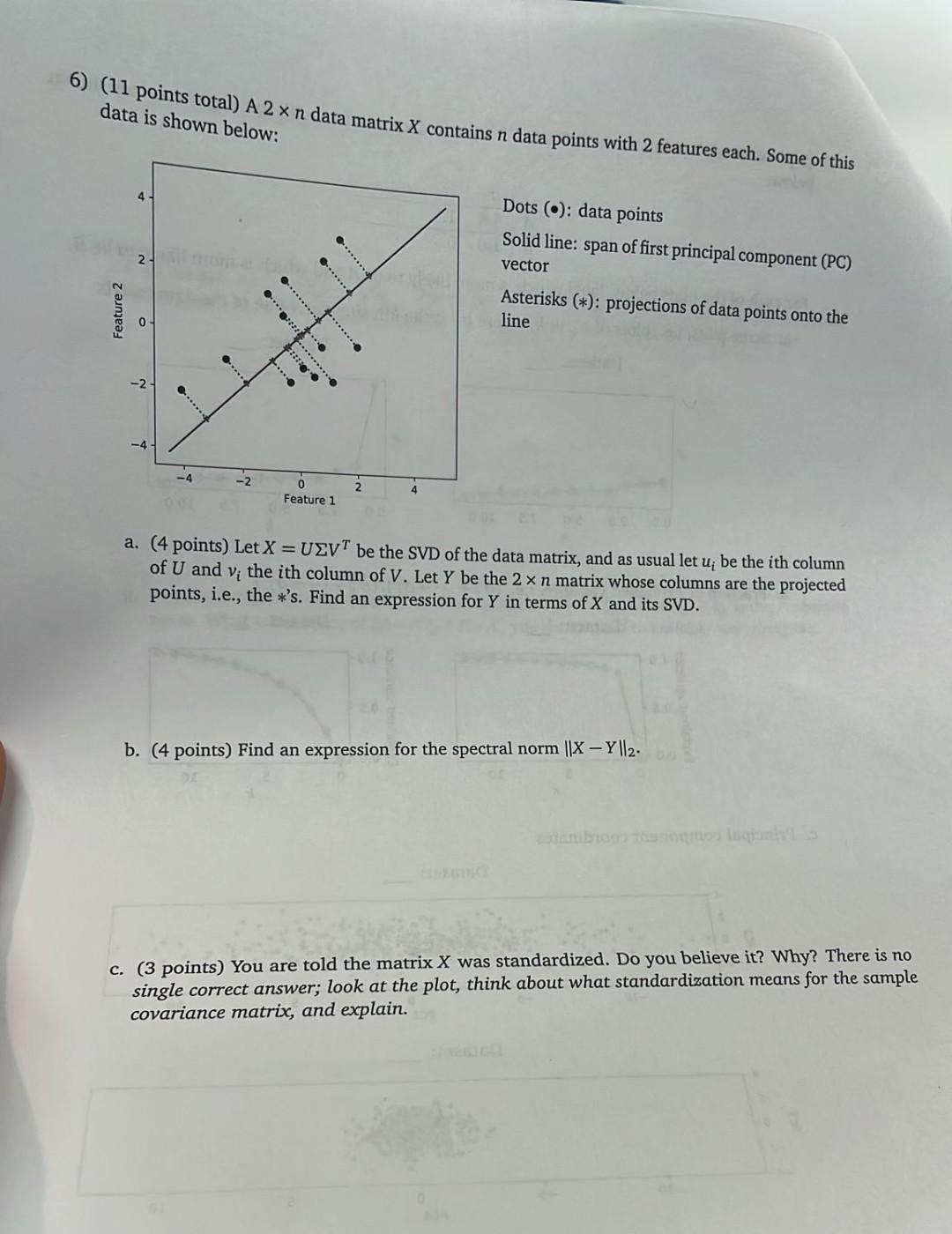 Solved 6) (11 points total) A 2×n data matrix X contains n | Chegg.com
