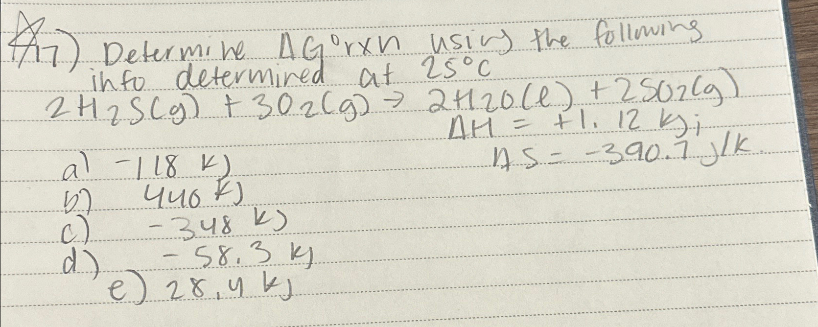 Solved A17) ﻿Determine ΔG°r×n ﻿using the following info | Chegg.com