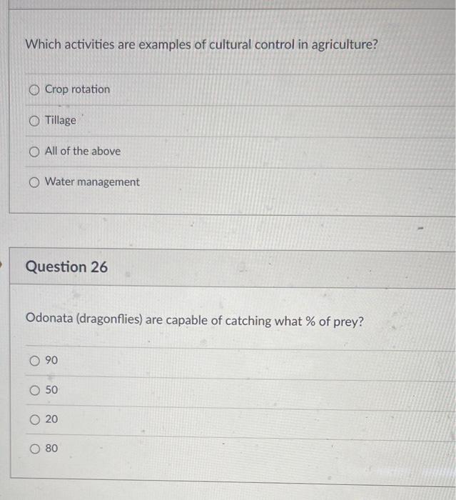 Solved Which activities are examples of cultural control in | Chegg.com