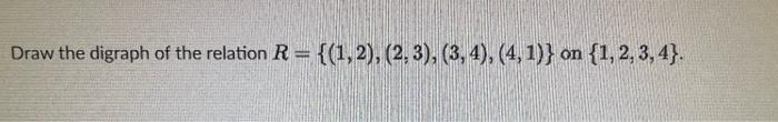 Draw the digraph of the relation | Chegg.com
