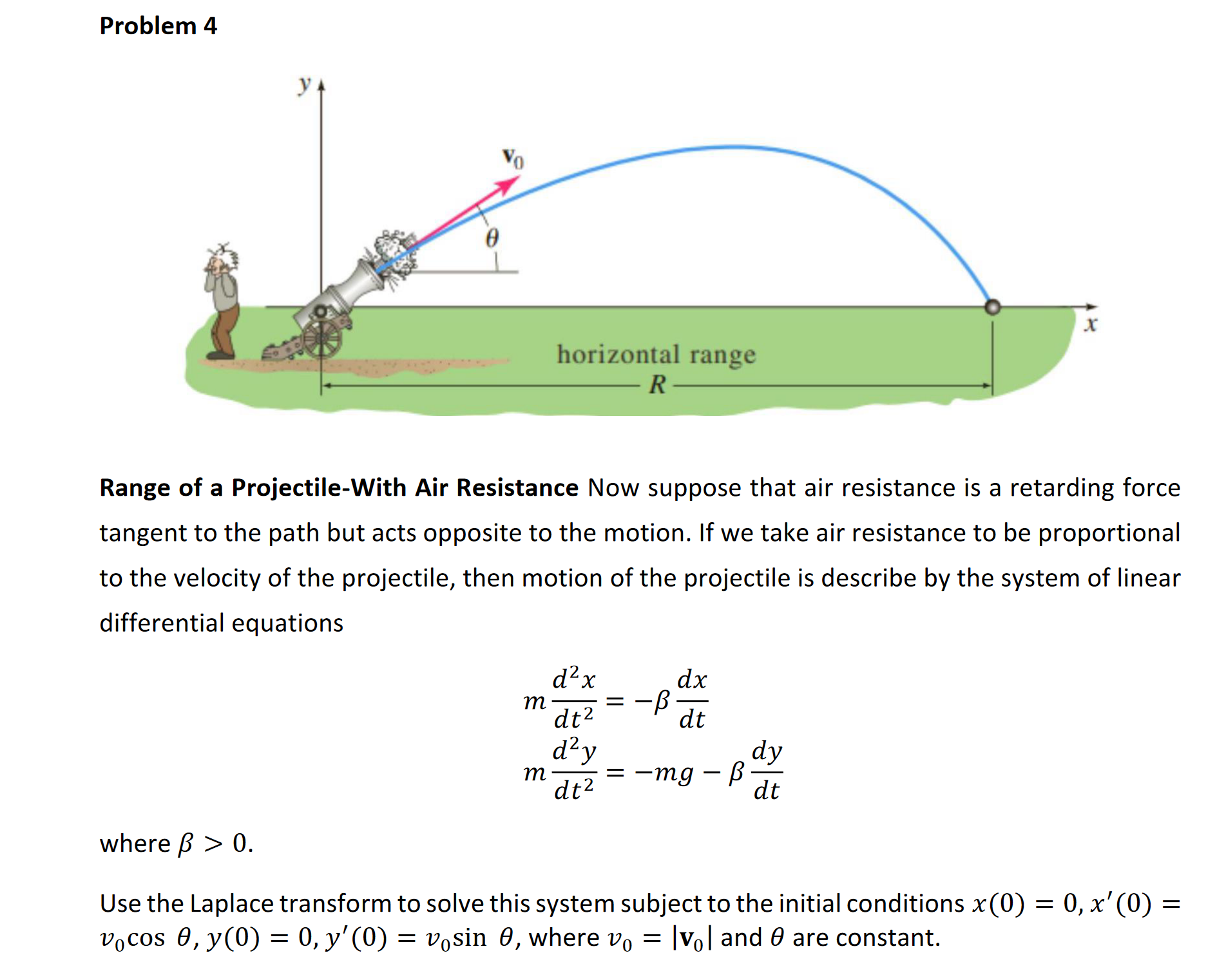 Range of a Projectile-With Air Resistance Now suppose | Chegg.com