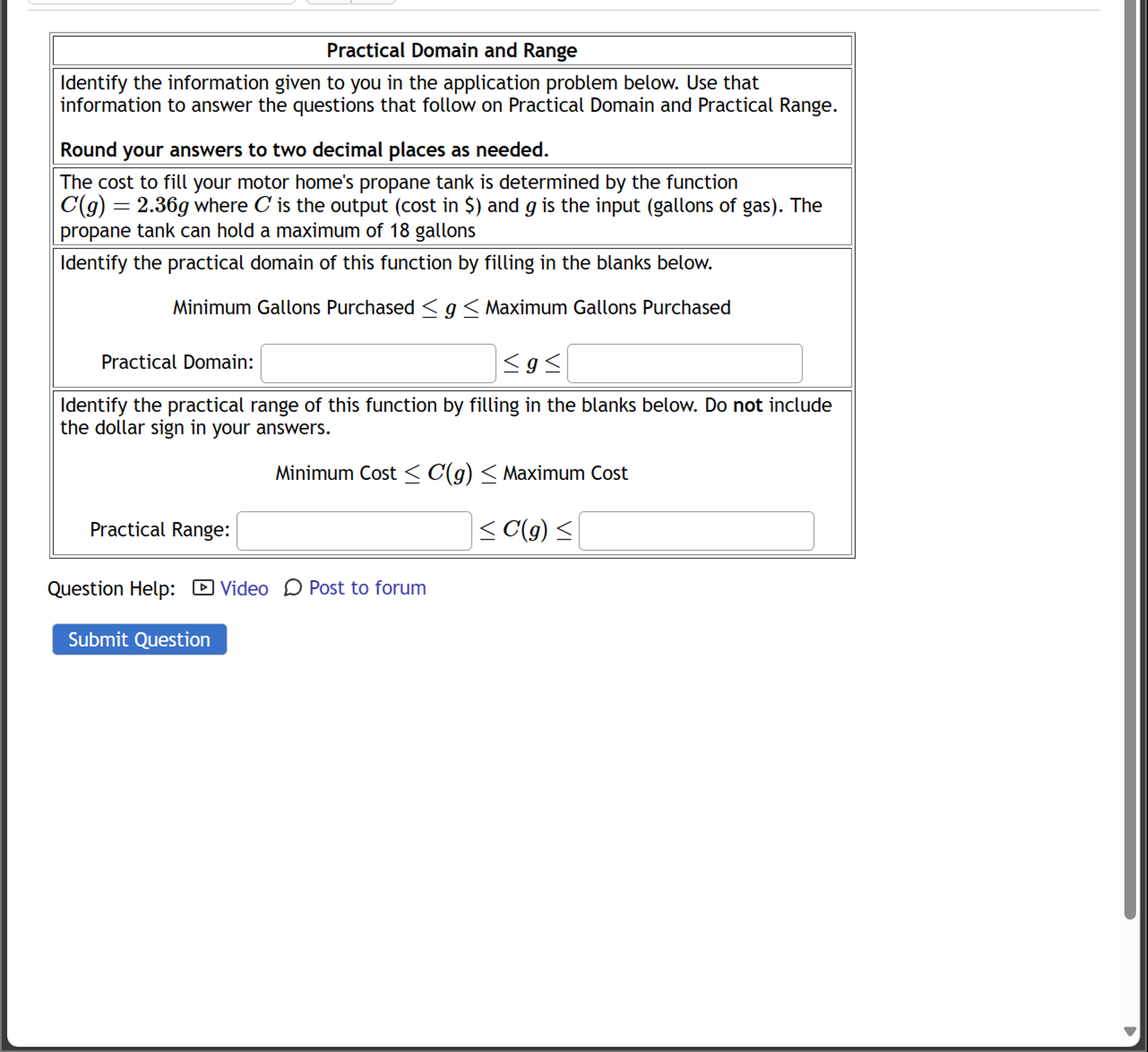 Solved Practical Domain and RangeIdentify the information | Chegg.com