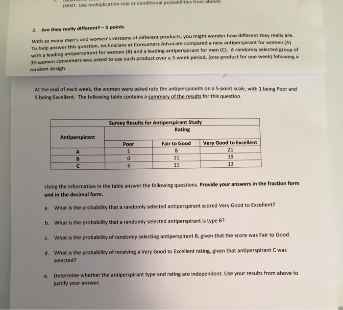 Solved (HINT: Use multiplication rule or conditional | Chegg.com