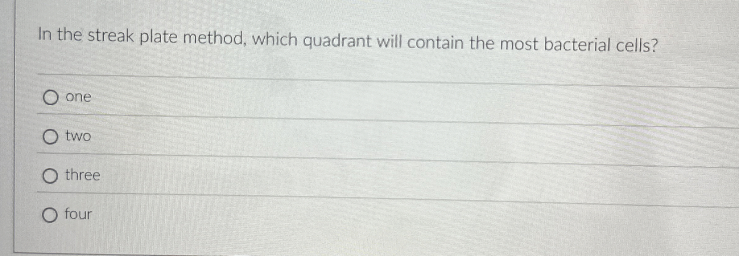 Solved In the streak plate method, which quadrant will | Chegg.com