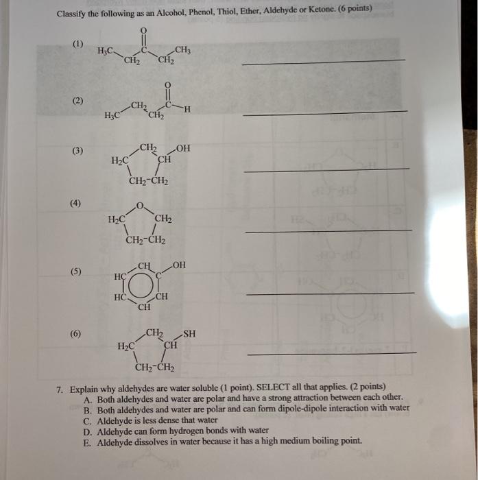 Solved Classify the following as an Alcohol, Phenol, Thiol, | Chegg.com