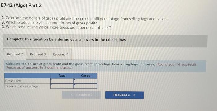 Solved Required information E7-12 (Algo) Using FIFO for | Chegg.com