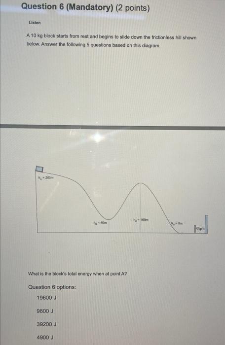 Solved A 10 kg block starts from rest and begins to slide | Chegg.com