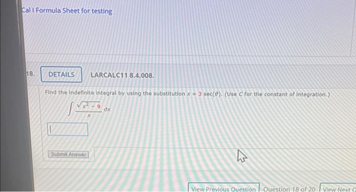 Solved Cal I Formula Sheet for testing 18. LARCALC11 | Chegg.com