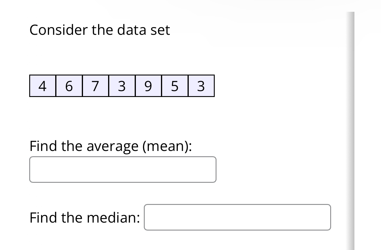 Solved Consider the data set\table[[4,6,7,3,9,5,3]]Find the | Chegg.com