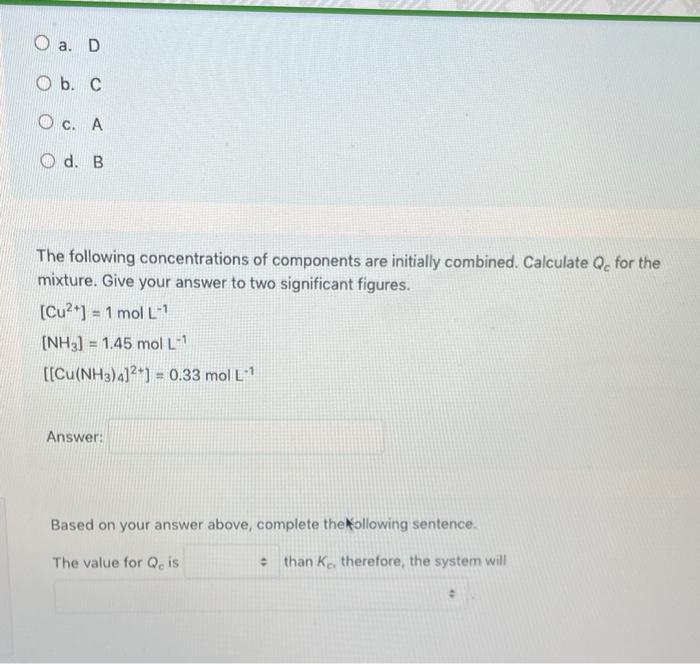Solved In the equilibrium below, aqueous copper ions react | Chegg.com