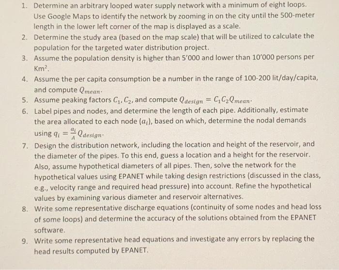 1. Determine an arbitrary looped water supply network | Chegg.com