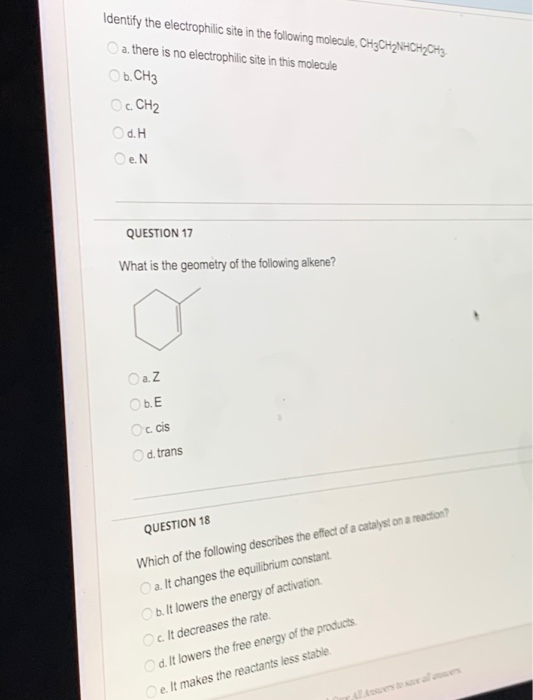 Solved Identify the electrophilic site in the following | Chegg.com