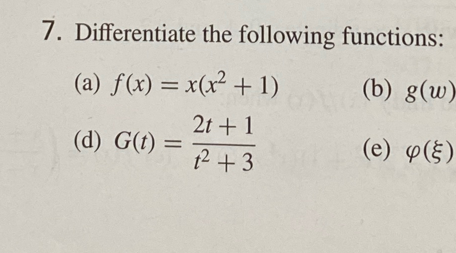 Solved Differentiate the following | Chegg.com