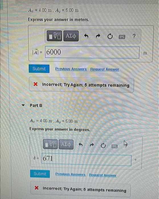 Solved Ax=4.00 m,Ay=5.00 m. Express your answer in meters. | Chegg.com