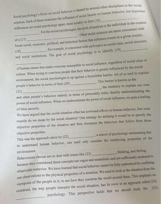 Solved SOCIAL PSYCHOLOGY ASSIGNMENT At the very beart of | Chegg.com