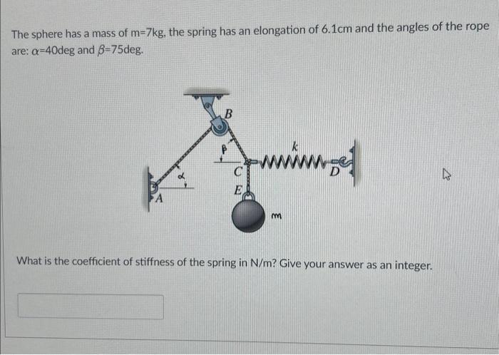 Solved The sphere has a mass of m=7 kg, the spring has an | Chegg.com