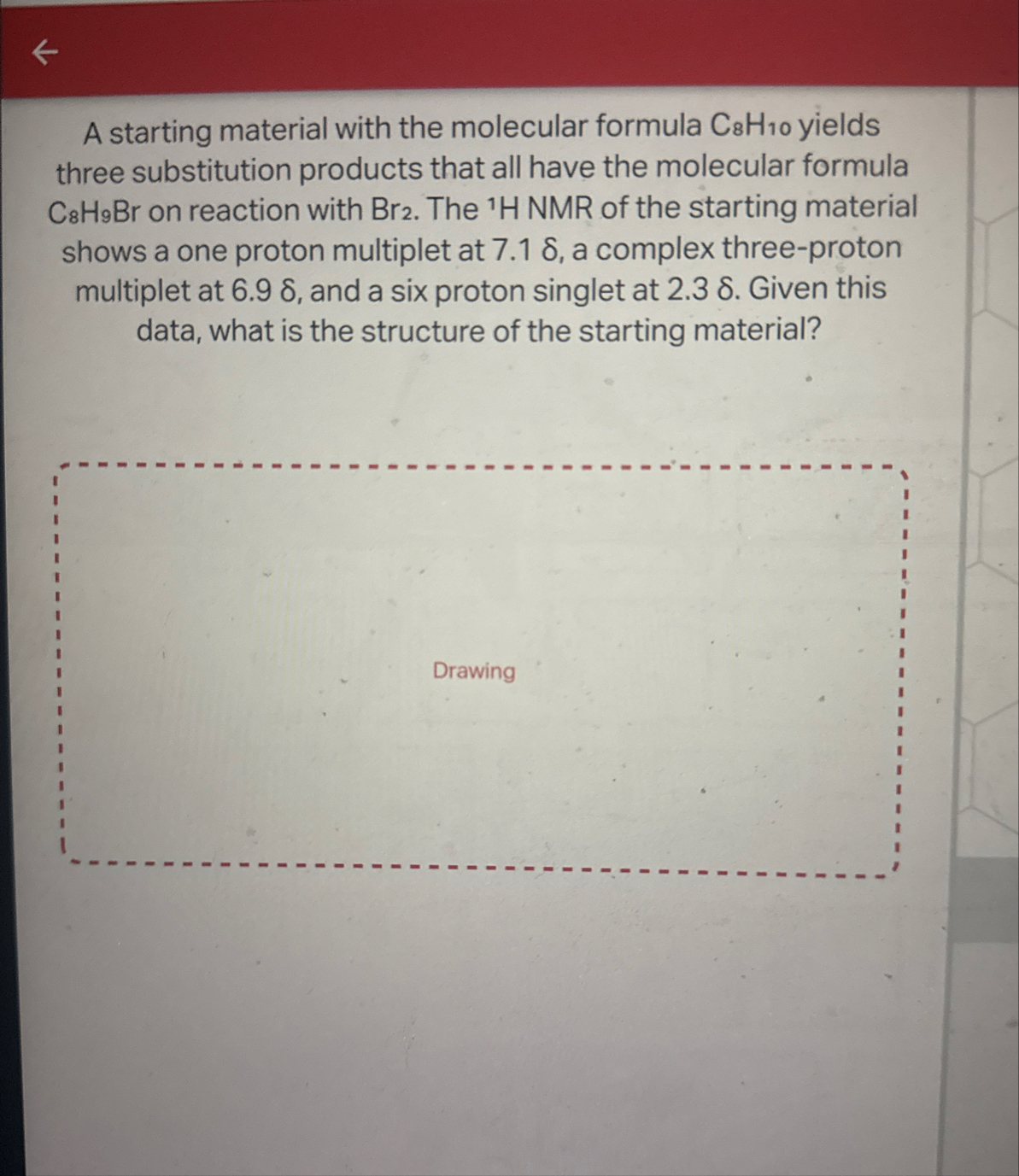 Solved A starting material with the molecular formula C8H10 | Chegg.com