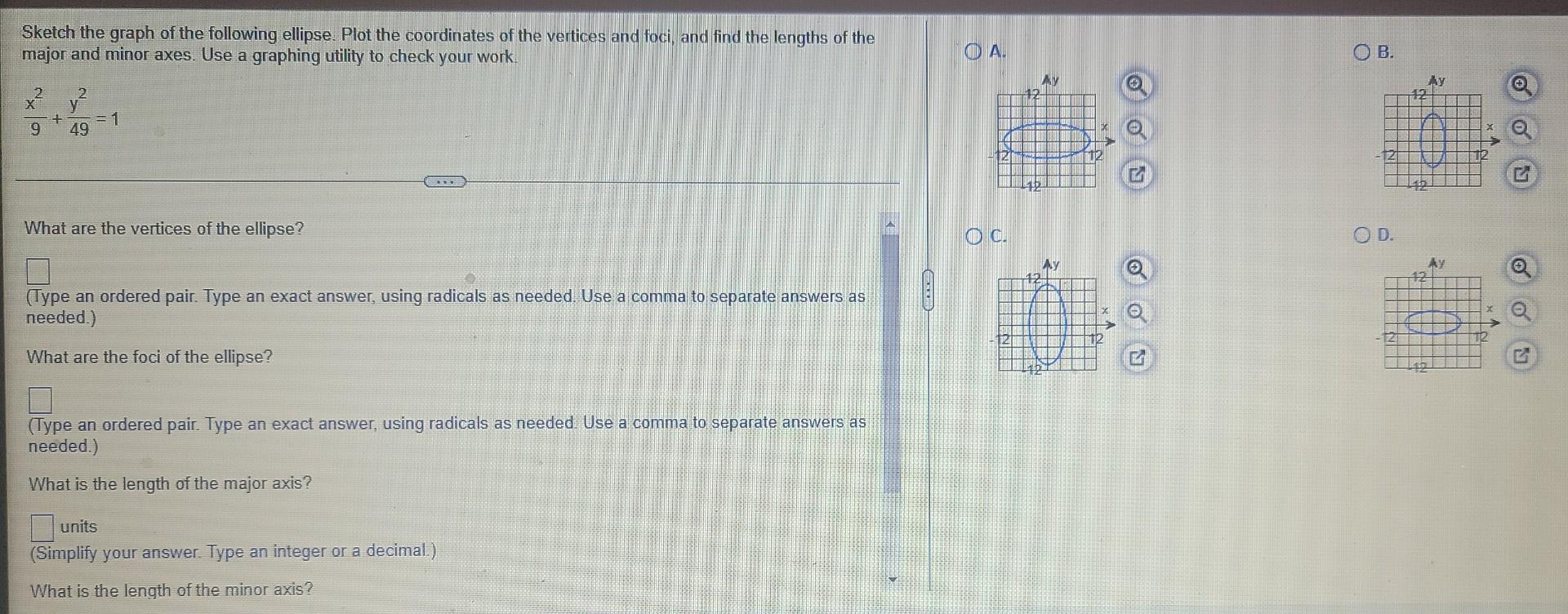 Solved Sketch the graph of the following ellipse. Plot the | Chegg.com