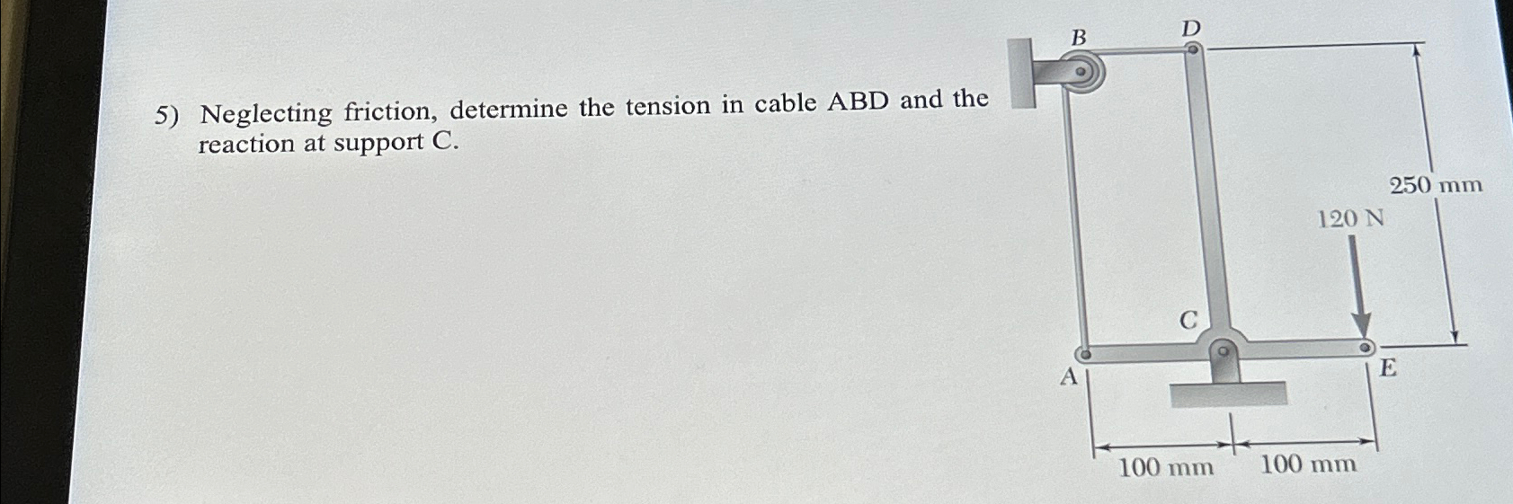 Solved Neglecting friction, determine the tension in cable | Chegg.com