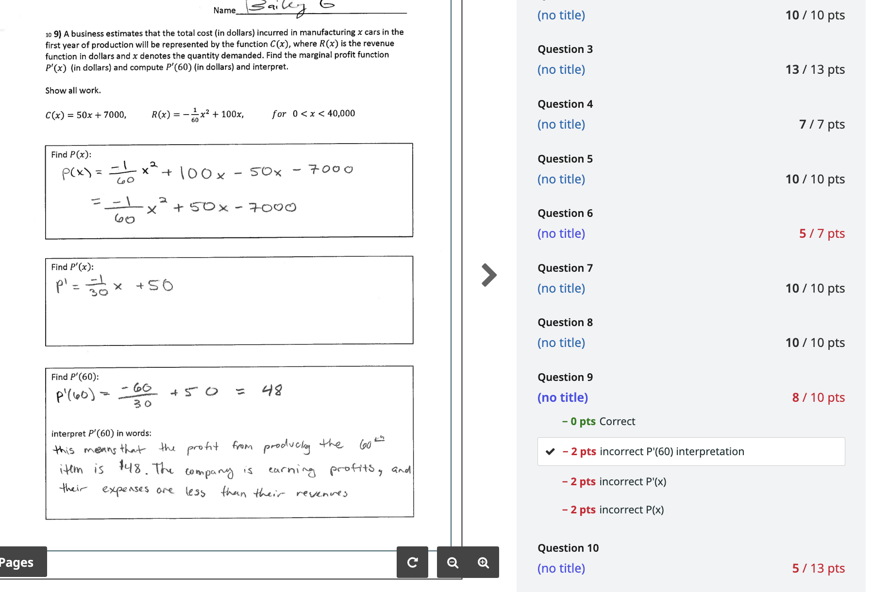 Solved Correctly interpret what p'(60) ﻿signifies. All rest | Chegg.com